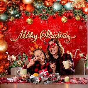 Holiday | Christmas Backdrop Merry Christmas Backdrops Red 7x5ft ...
